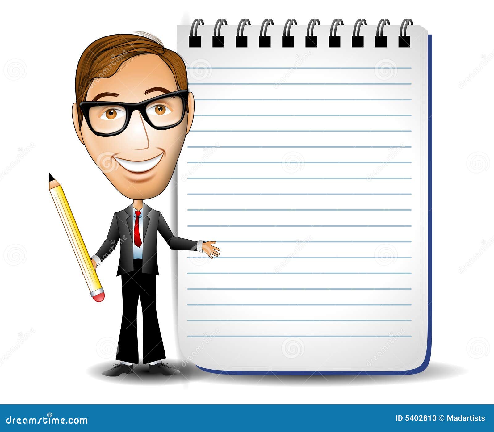 Businessman with Notepad stock illustration. Illustration of pencil ...