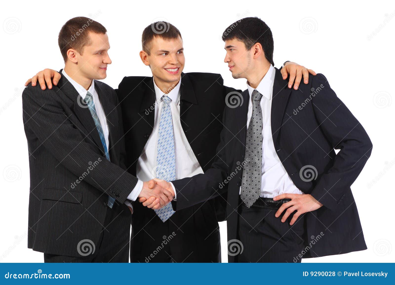 Businessman Observes Hand Shake of Two Others Stock Photo - Image of ...