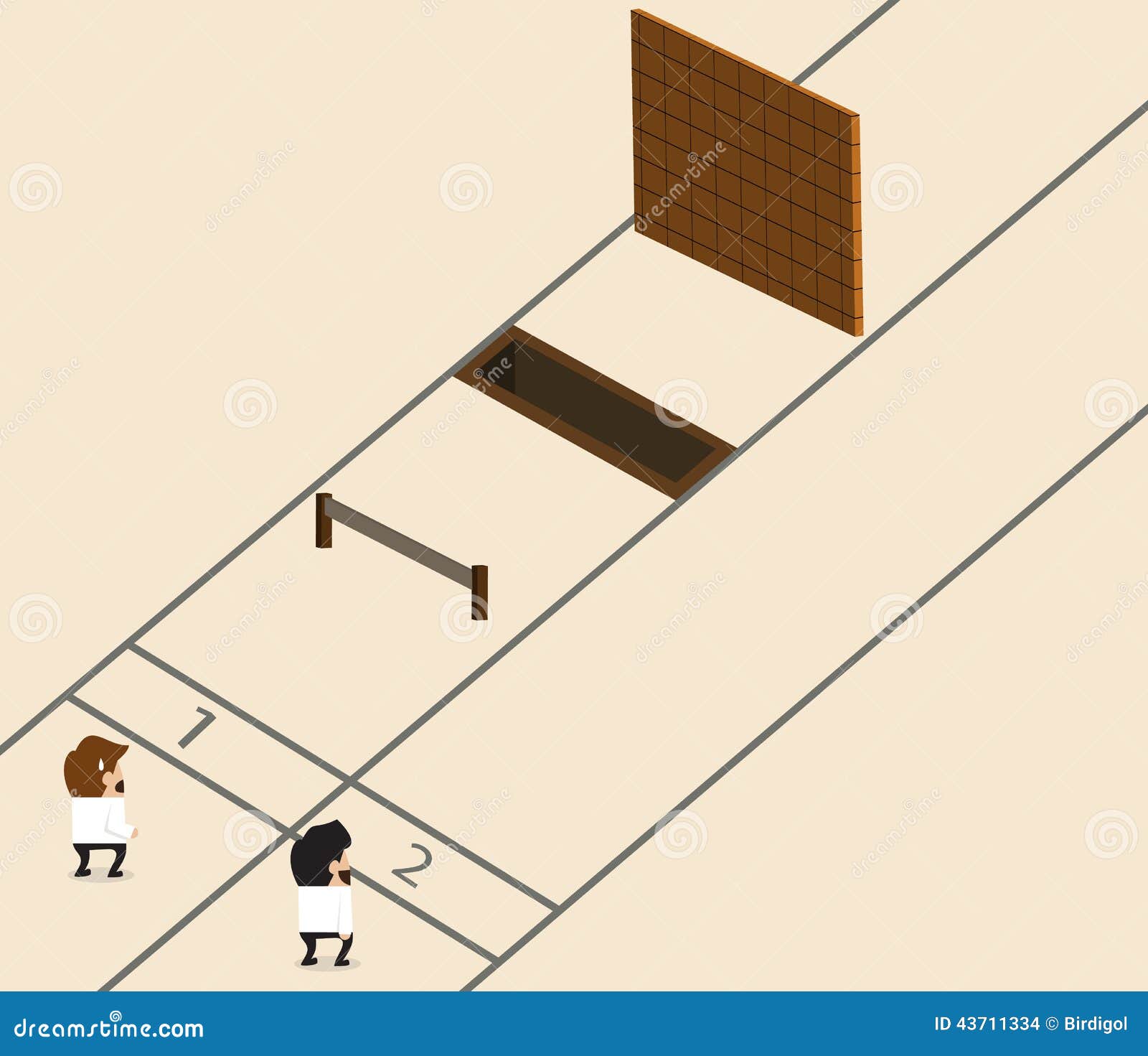 Businessman with Obstacle on the Track Stock Vector - Illustration of ...
