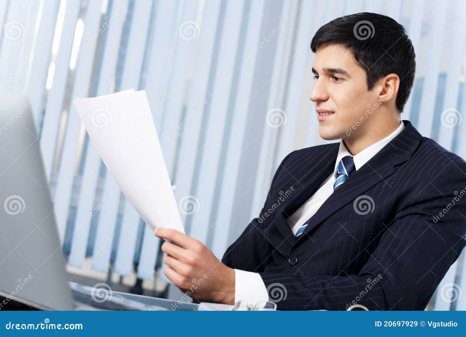 Businessman at office stock image. Image of reading, successful - 20697929