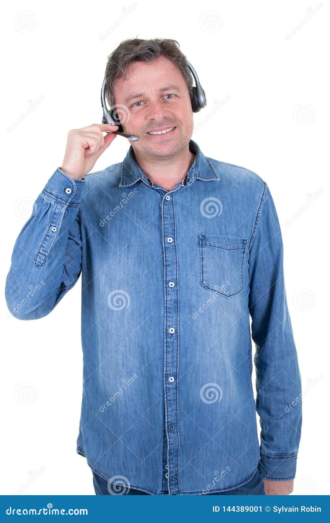 Businessman Office Headset Man Working in Call Center Stock Image ...