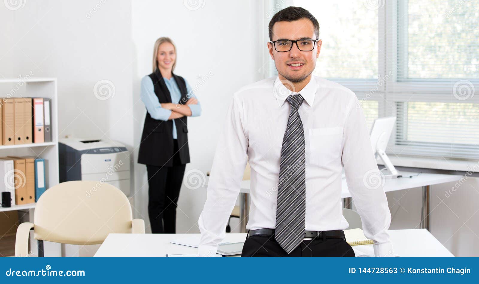 Businessman in an office stock image. Image of explain - 144728563