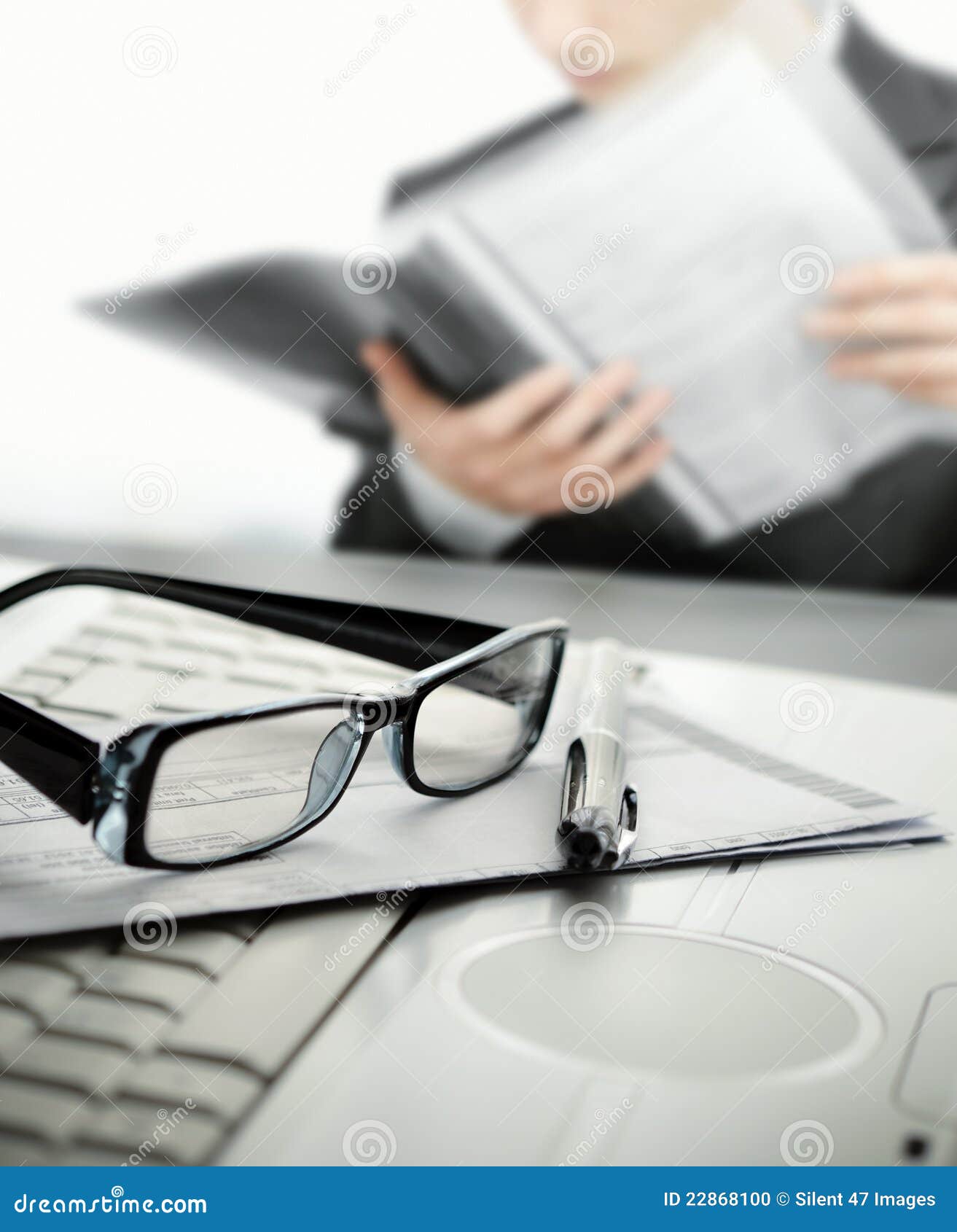 Businessman at Office Reading a Contract Stock Photo - Image of person ...