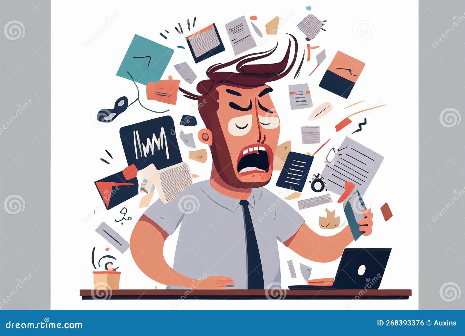Businessman and Office Worker Overwork and Negative Emotions Created ...