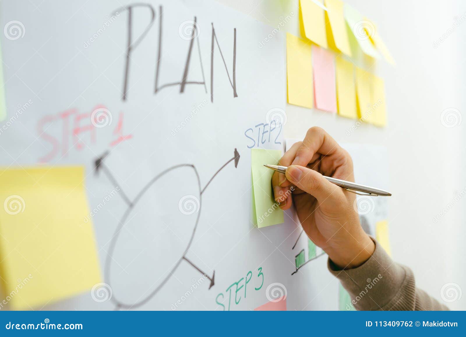 Businessman in the Office Writing Notes on Whiteboard. Stock Photo ...