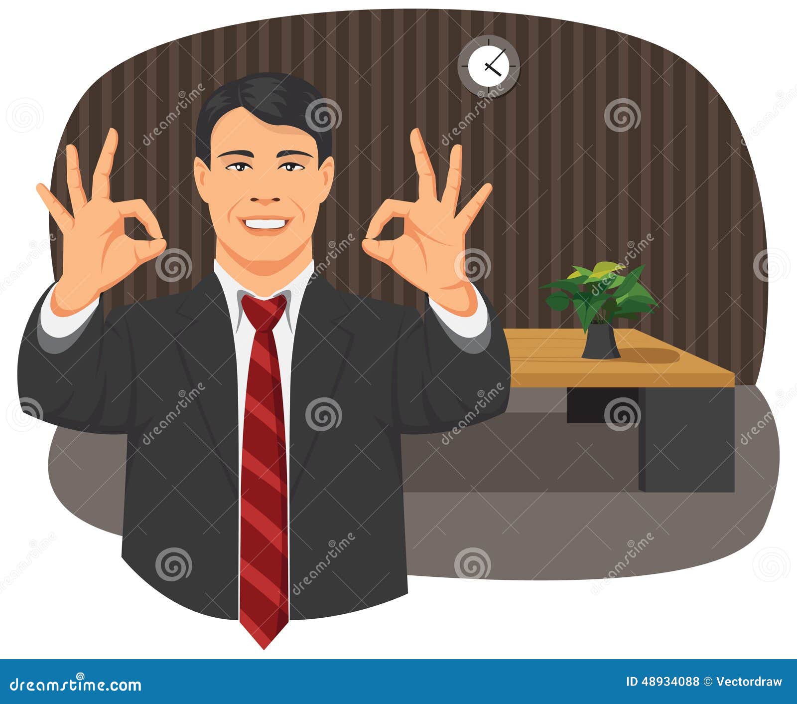 Businessman ok sign stock vector. Illustration of joyful - 48934088