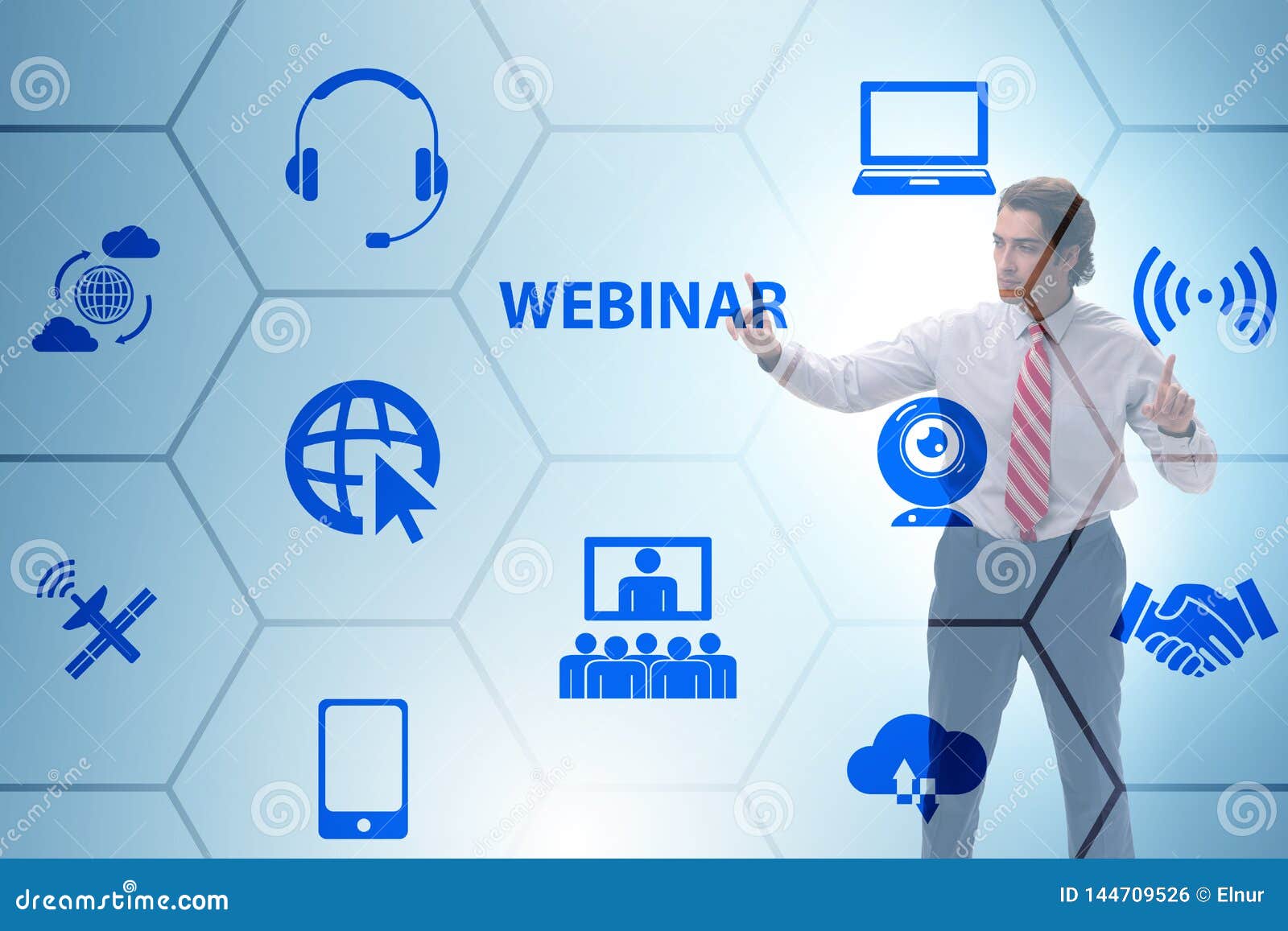 The Businessman in Online Webinar Concept Stock Photo - Image of ...