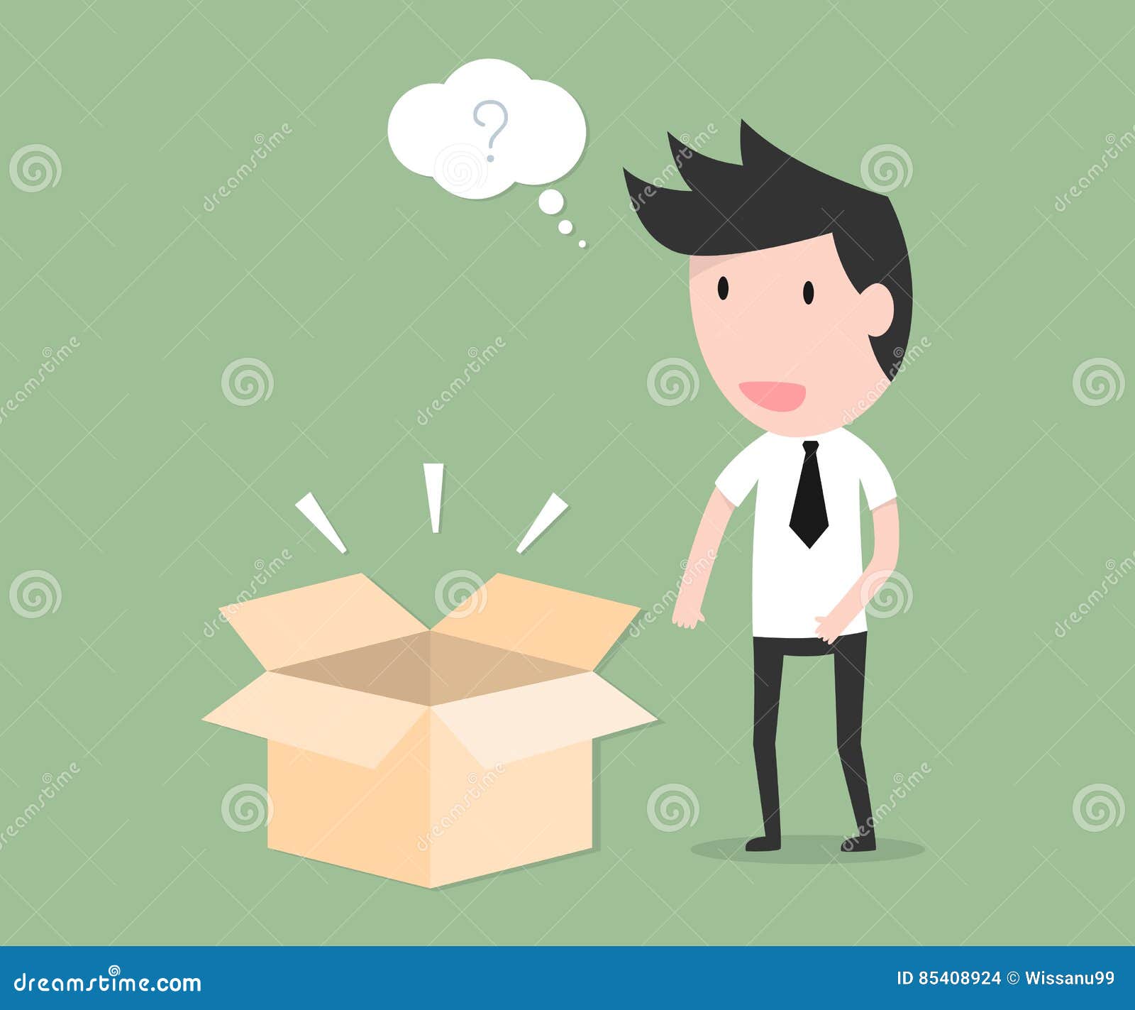 Businessman open the box. stock vector. Illustration of people - 85408924