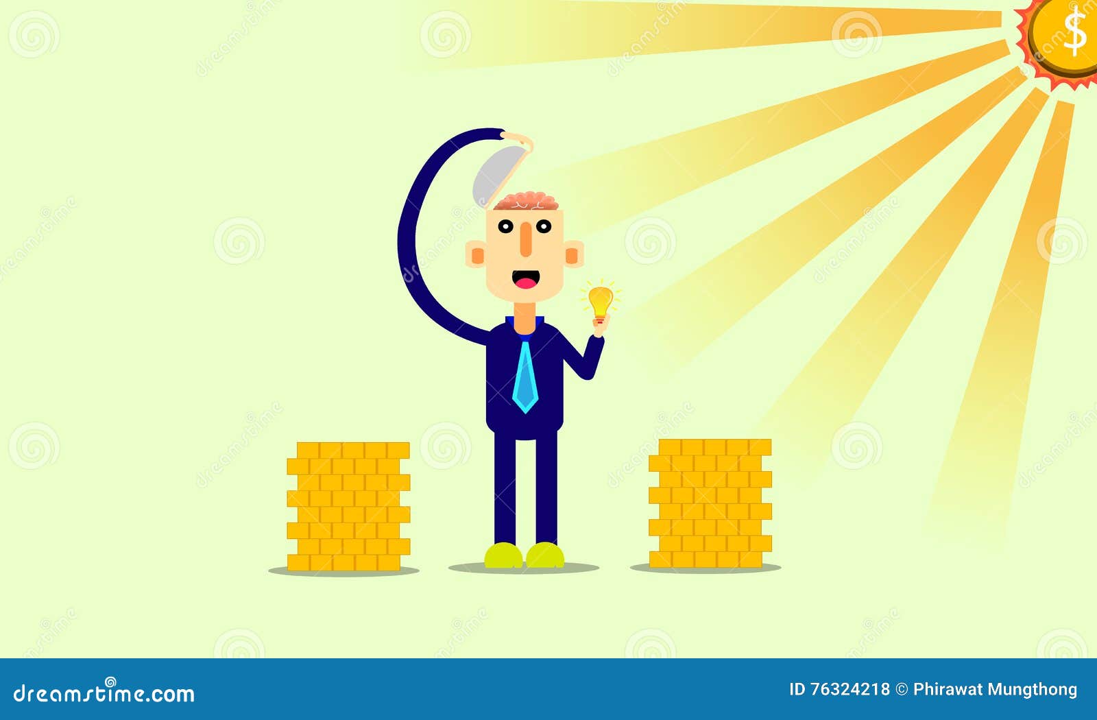 Businessman Open Brain for Idea. Stock Illustration - Illustration of ...