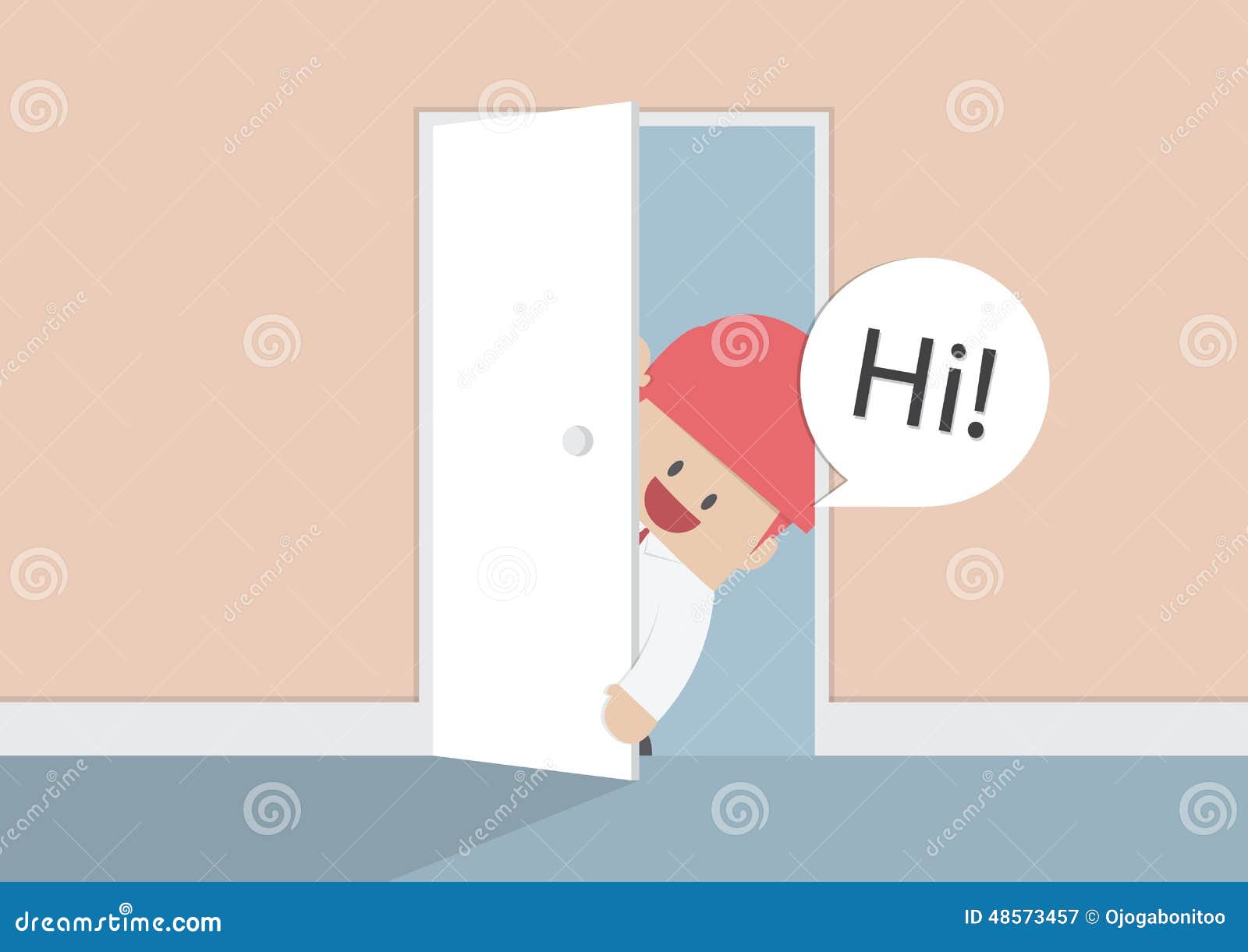 Businessman Open the Door and Say Hi Stock Vector - Illustration of ... Businessman Open the Door and Say Hi Stock Vector - Illustration of ...