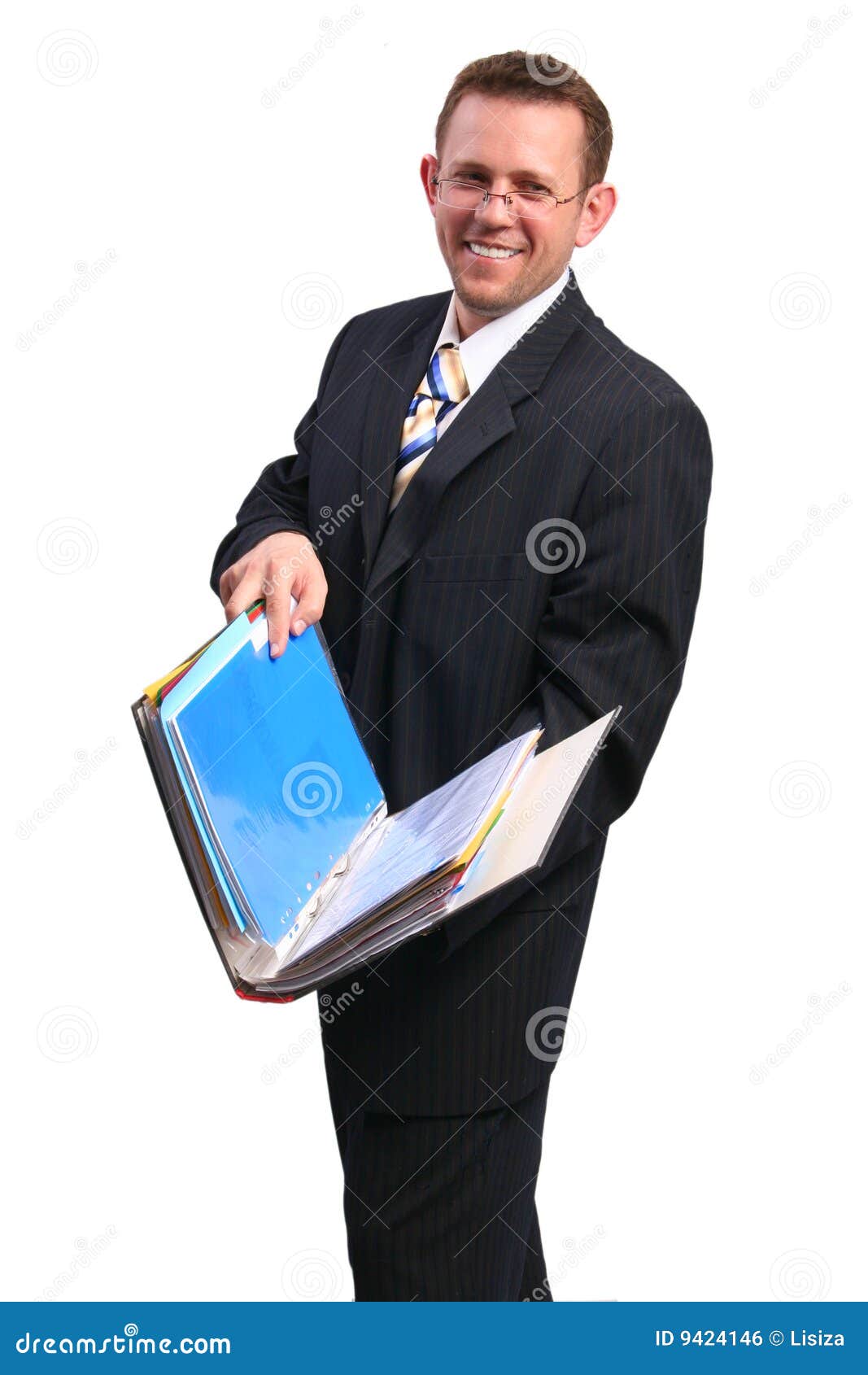 Businessman with Open Folder Stock Photo - Image of expression ...