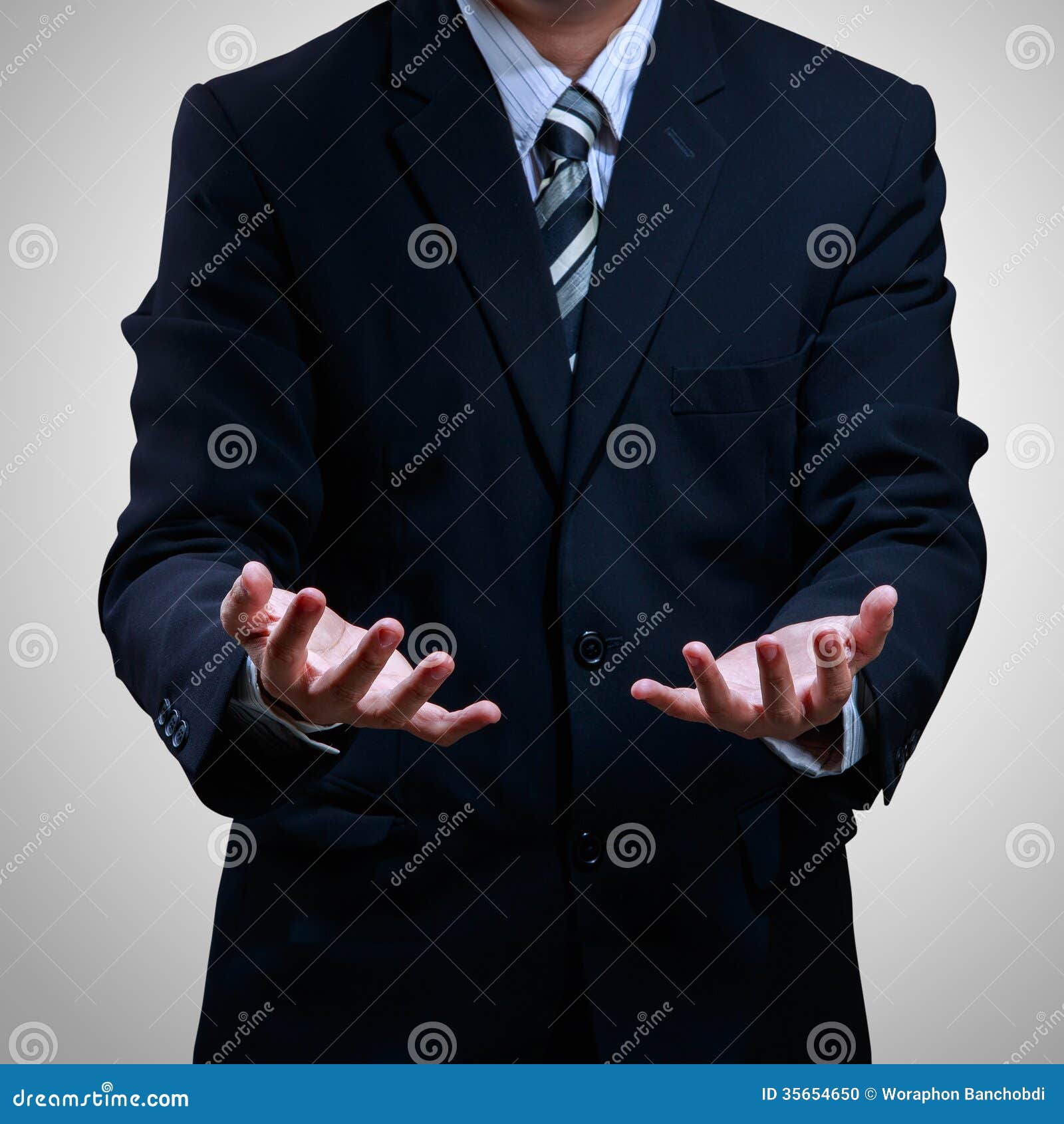 Businessman Open Hands Showing Something Stock Photo - Image of male ...