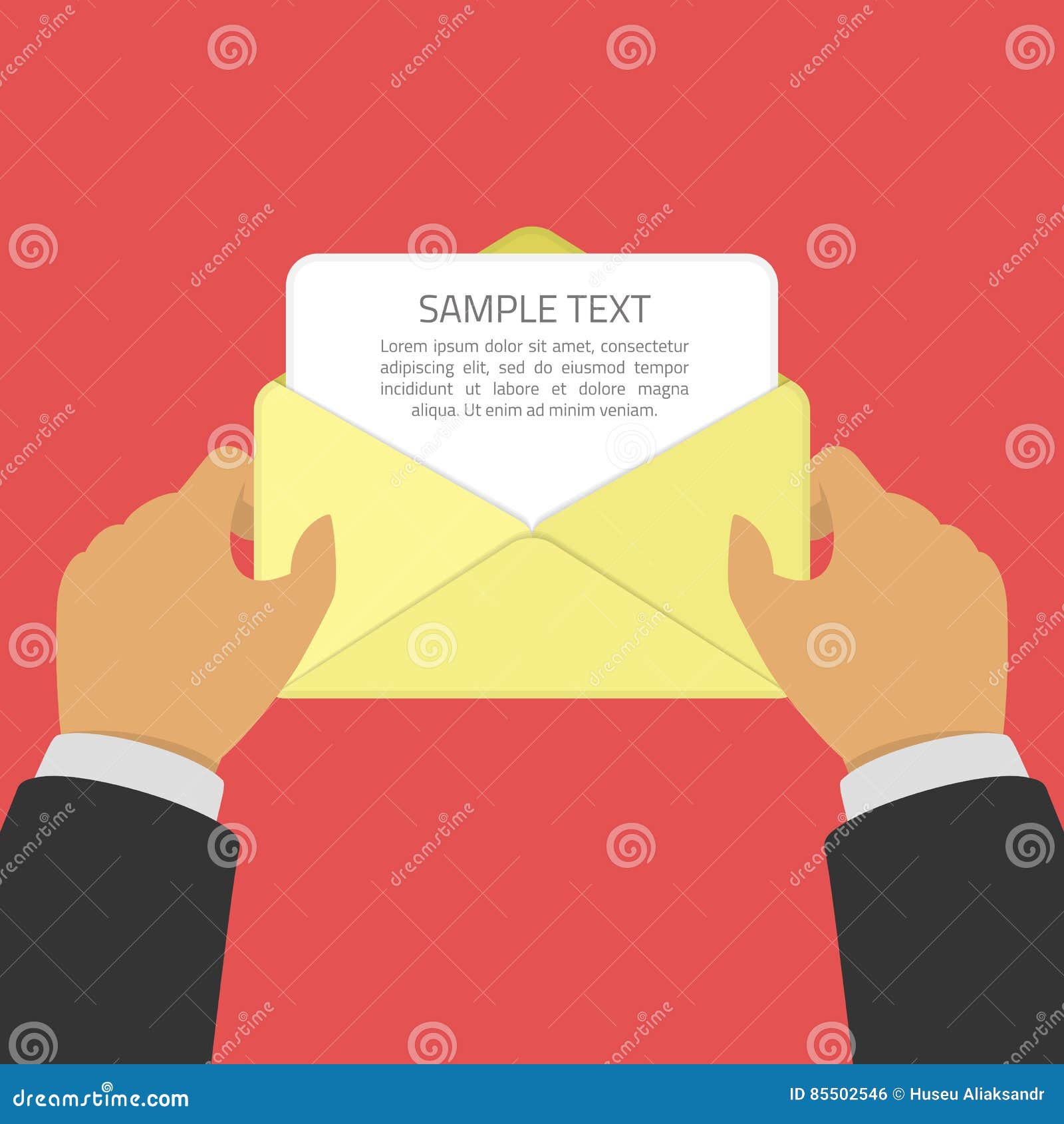 Businessman Opening Envelope with Letter. Stock Vector - Illustration ...