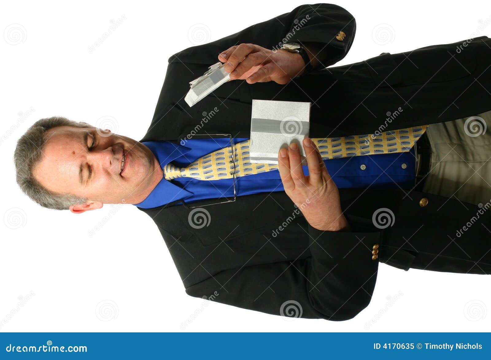 Businessman opening a gift stock image. Image of father - 4170635