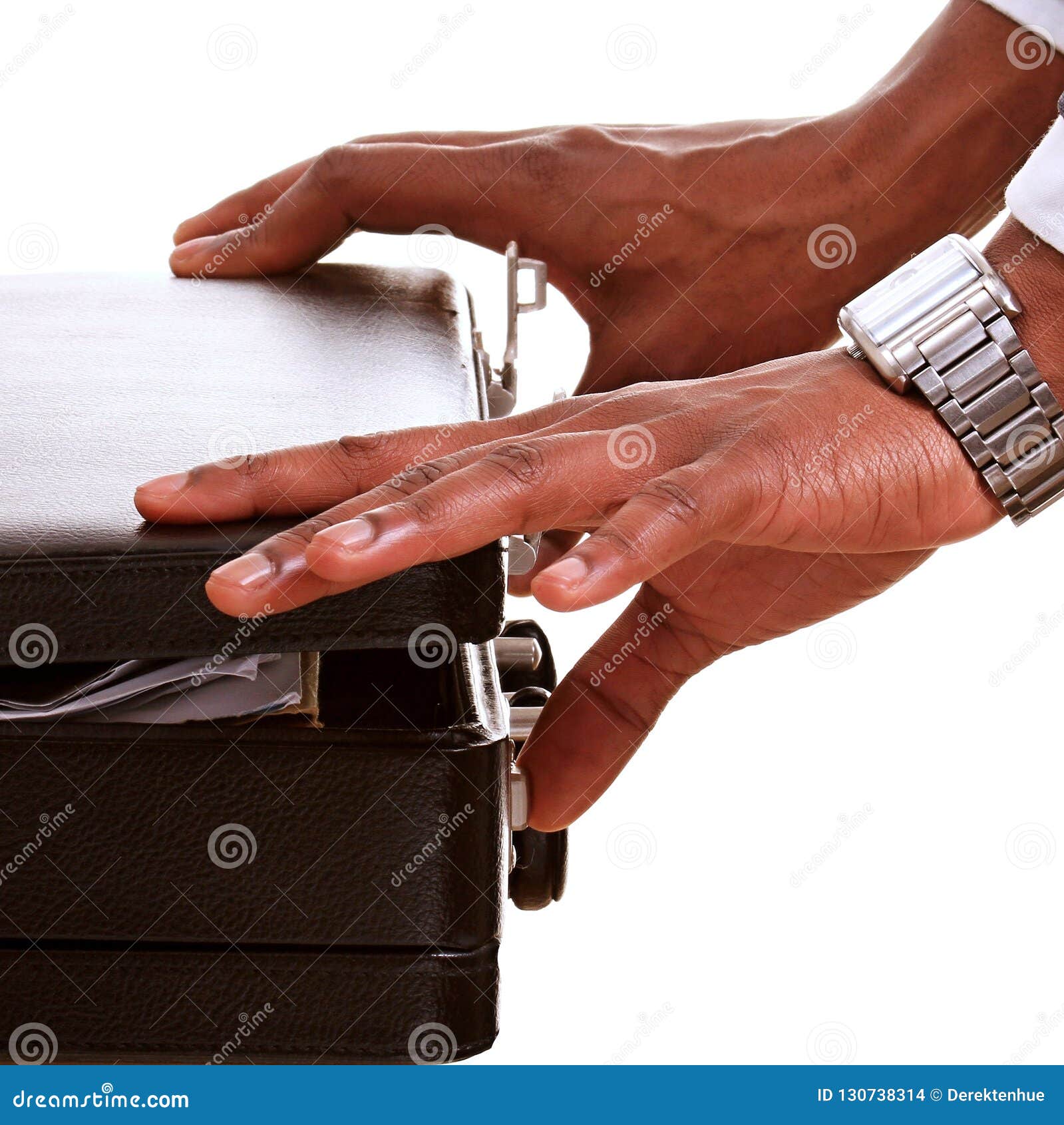 Businessman Opening His Briefcase Stock Photo - Image of lawyer ...