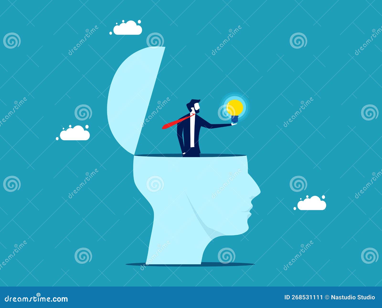 Businessman Opens Creativity in His Head. Find a Clear Idea Stock ...