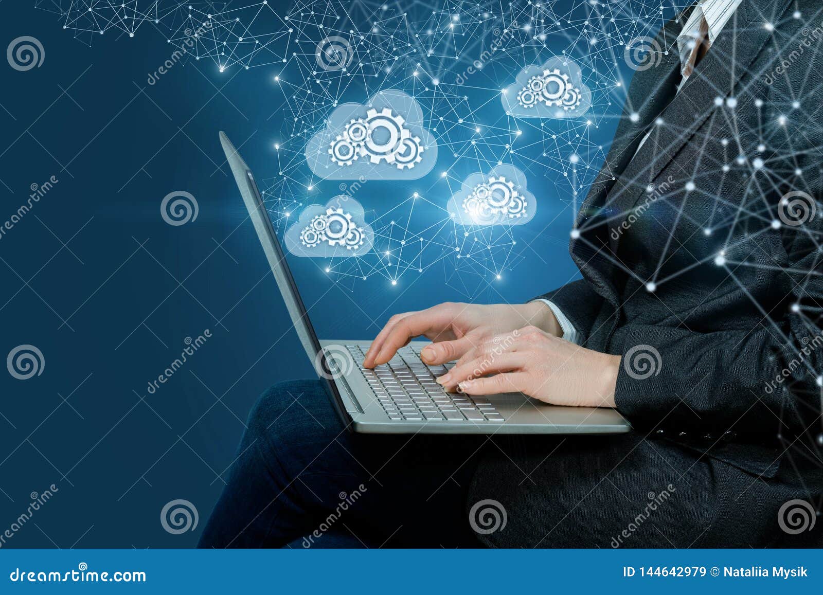A Businessman Operating with the Data Storage Working System Stock ...