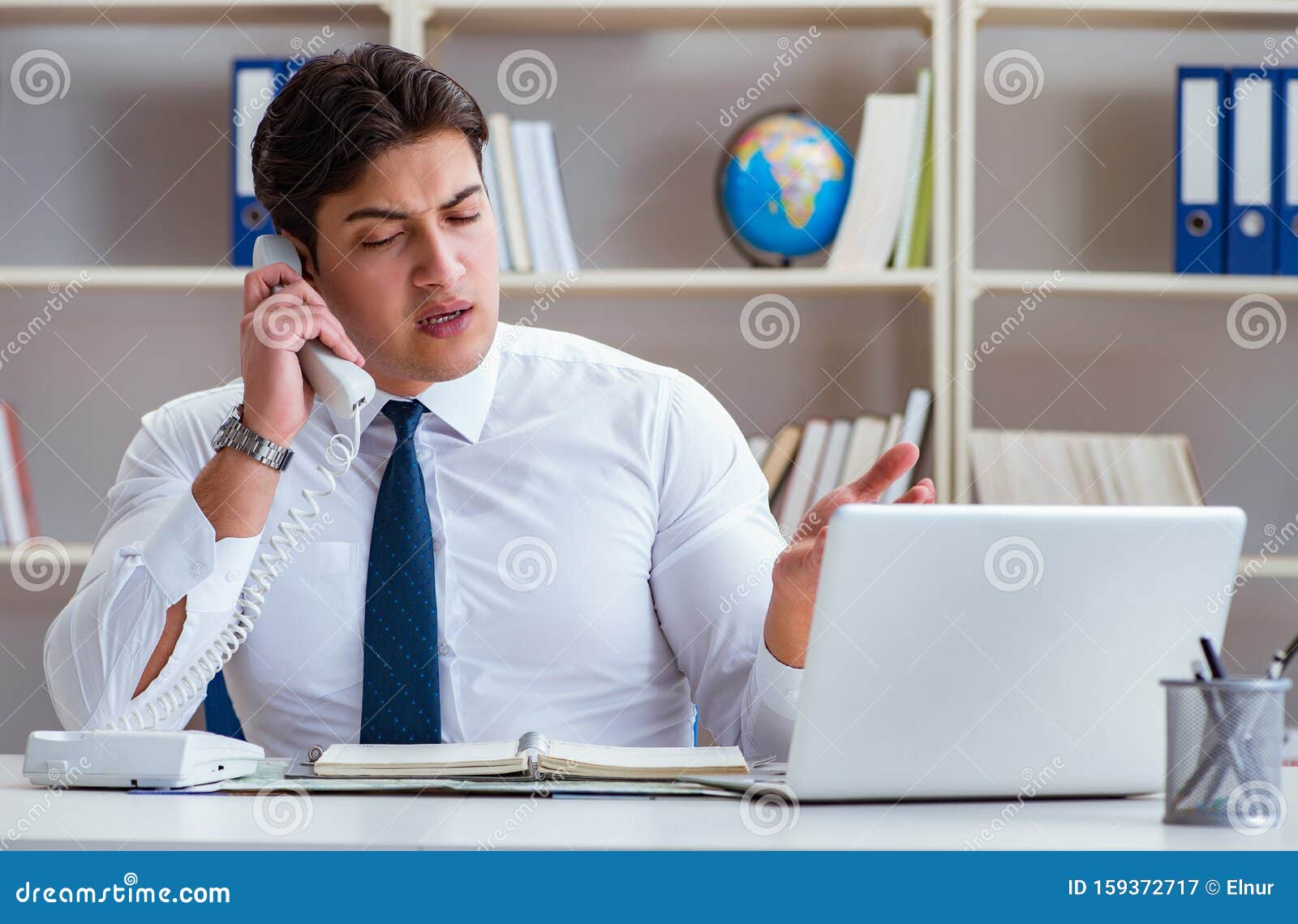 Businessman Operator Agent Working in the Office Stock Image - Image of ...