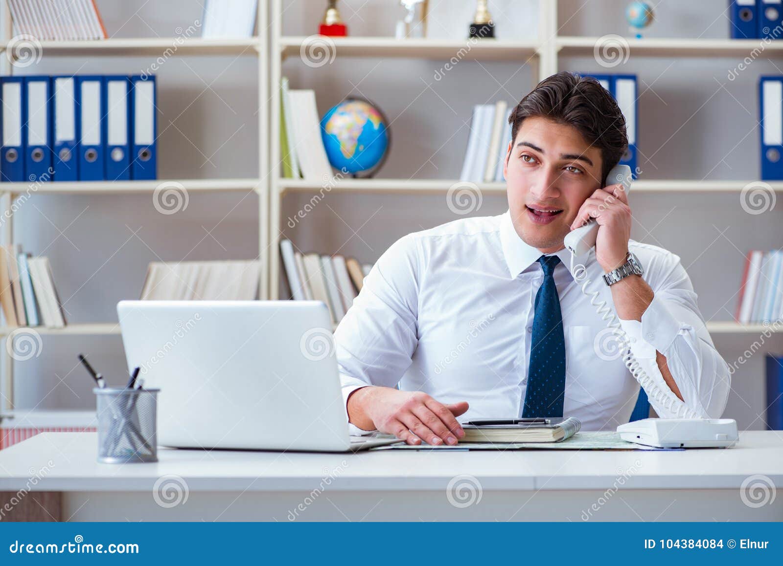The Businessman Operator Agent Working in the Office Stock Photo ...