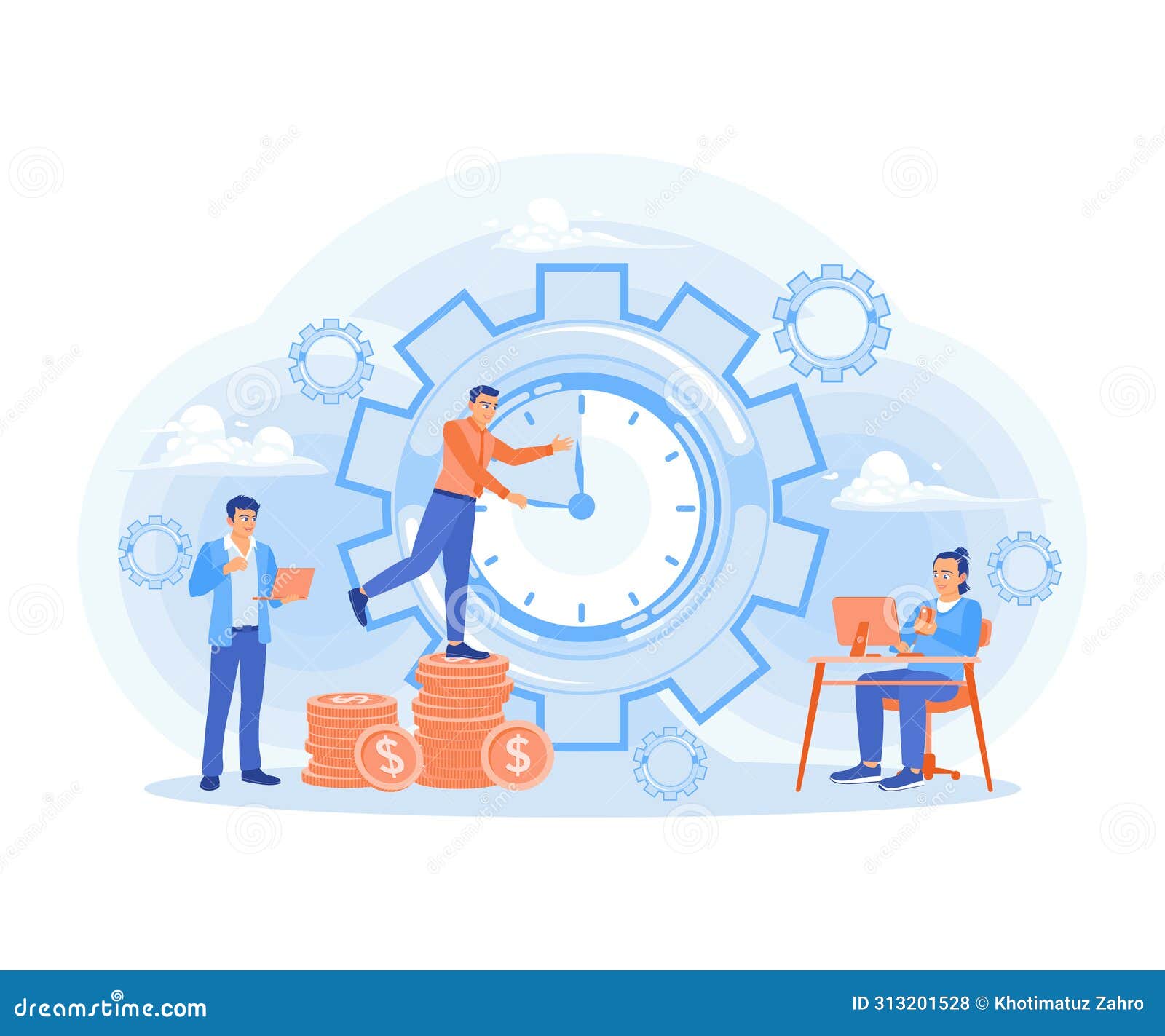 Businessman Organizes Teamwork Time. Employees Complete Work on Time ...