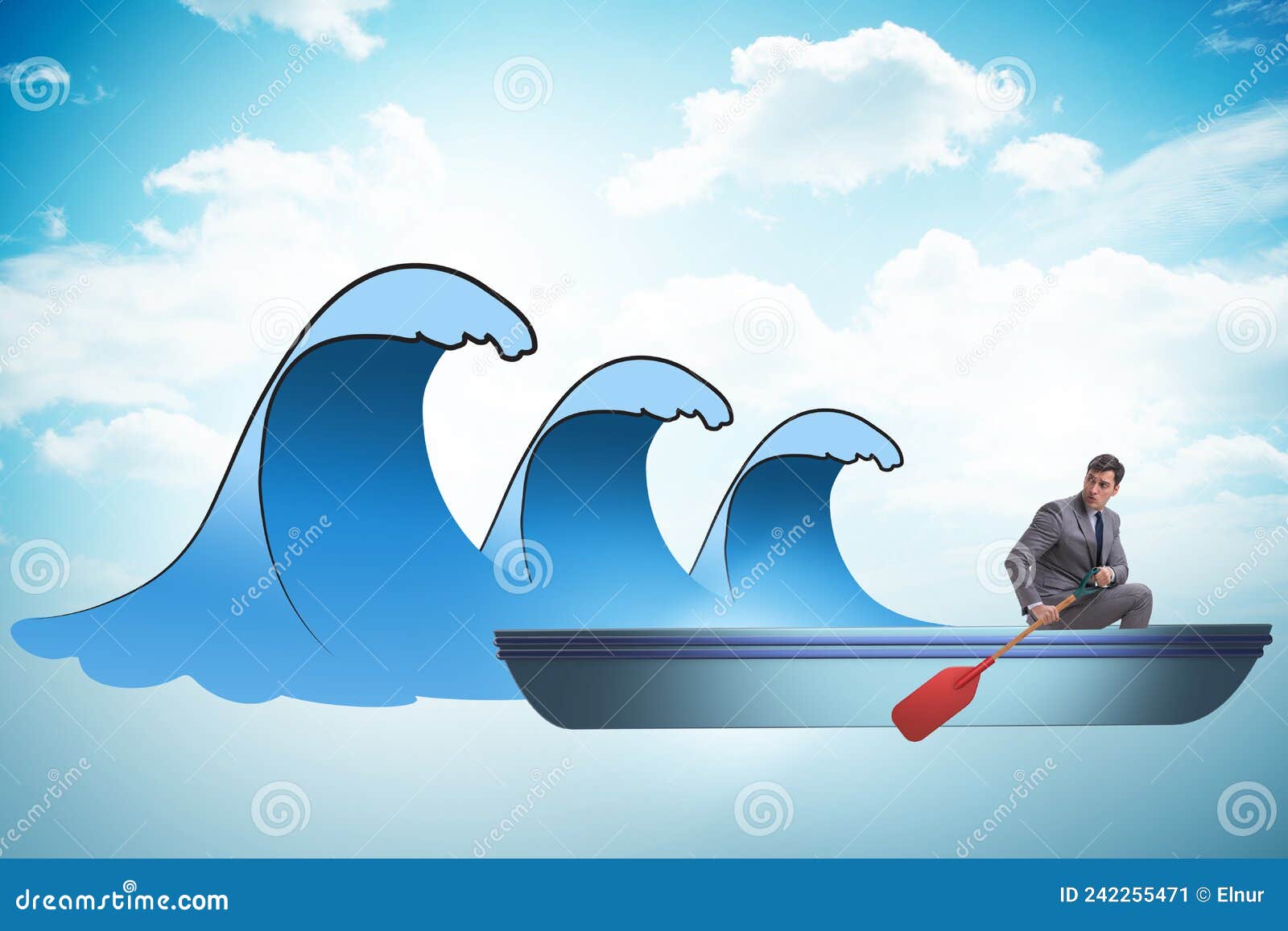 Businessman Out on the Sea in Challenge Concept Stock Image - Image of ...