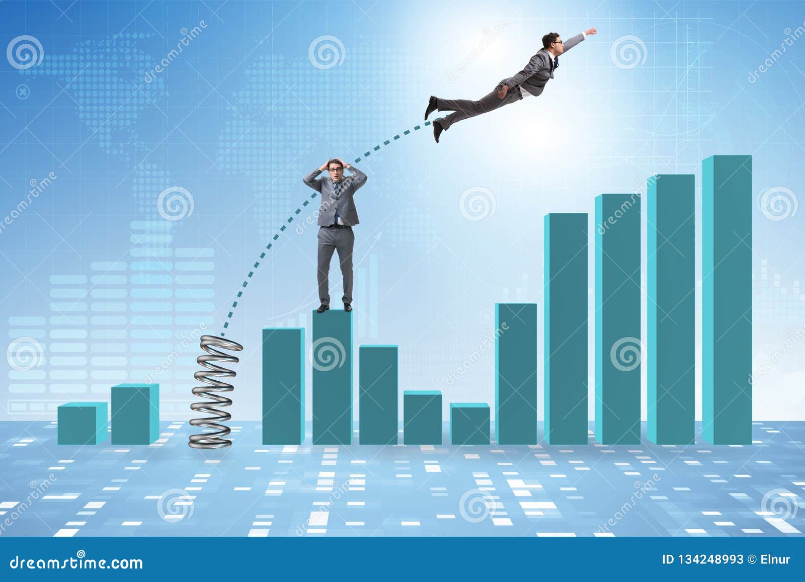 The Businessman Outperforming His Competition Jumping Over Stock Image ...