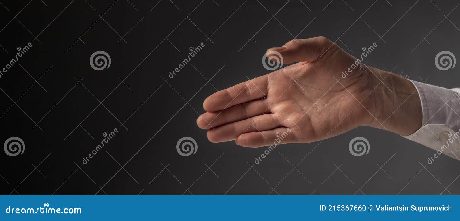 Businessman Outsretched His Hand for Handshake, Side View Stock Photo ...