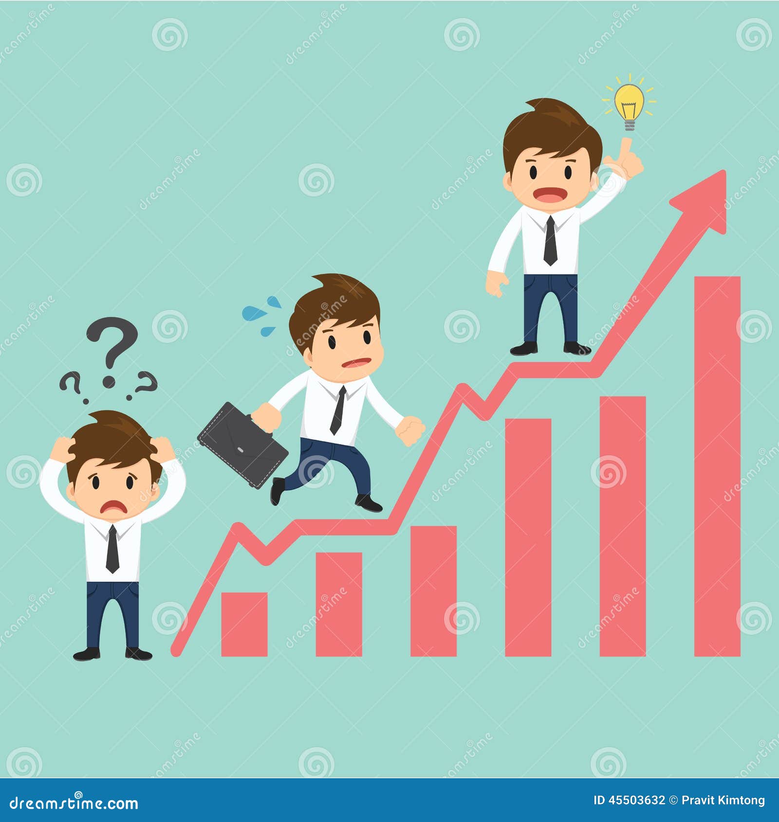 Businessman Over Growing Chart Vector Illustration Stock Vector ...