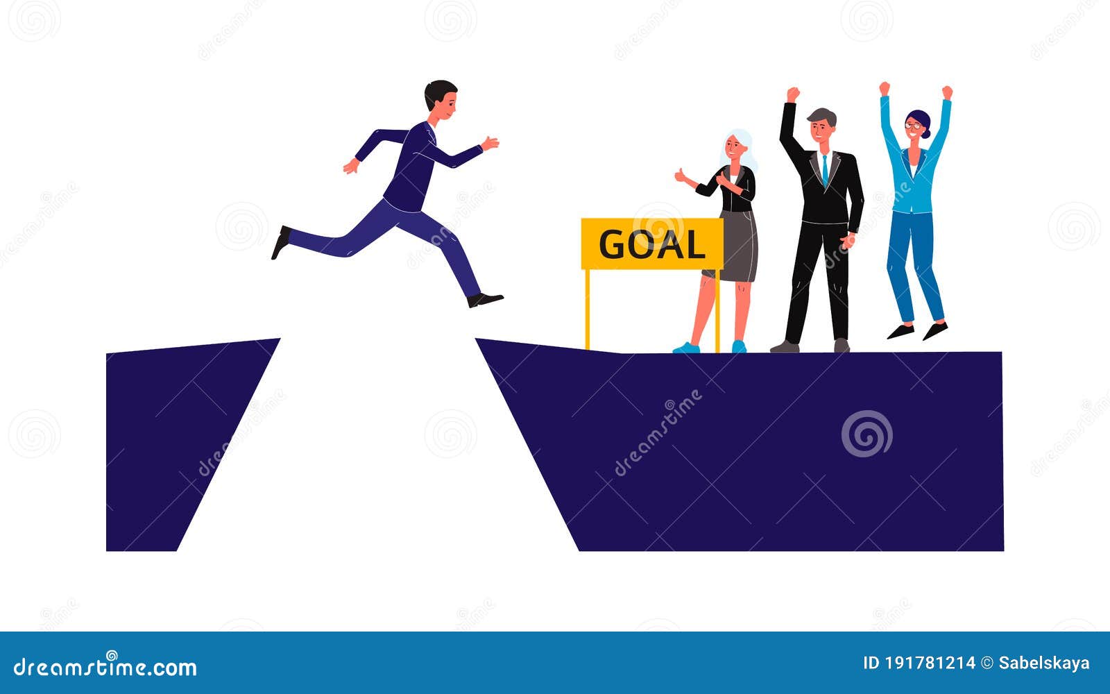 Businessman Overcomes the Challenge and Jumps Over the Abyss. Stock ... Businessman Overcomes the Challenge and Jumps Over the Abyss. Stock ...