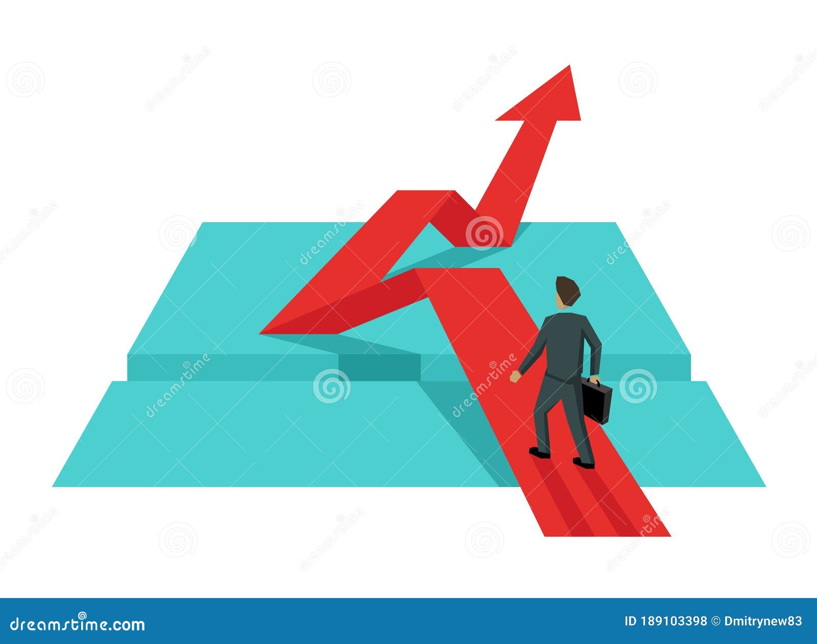 Businessman Overcomes an Obstacle on Red Arrow Up Stock Vector ... Businessman Overcomes an Obstacle on Red Arrow Up Stock Vector ...