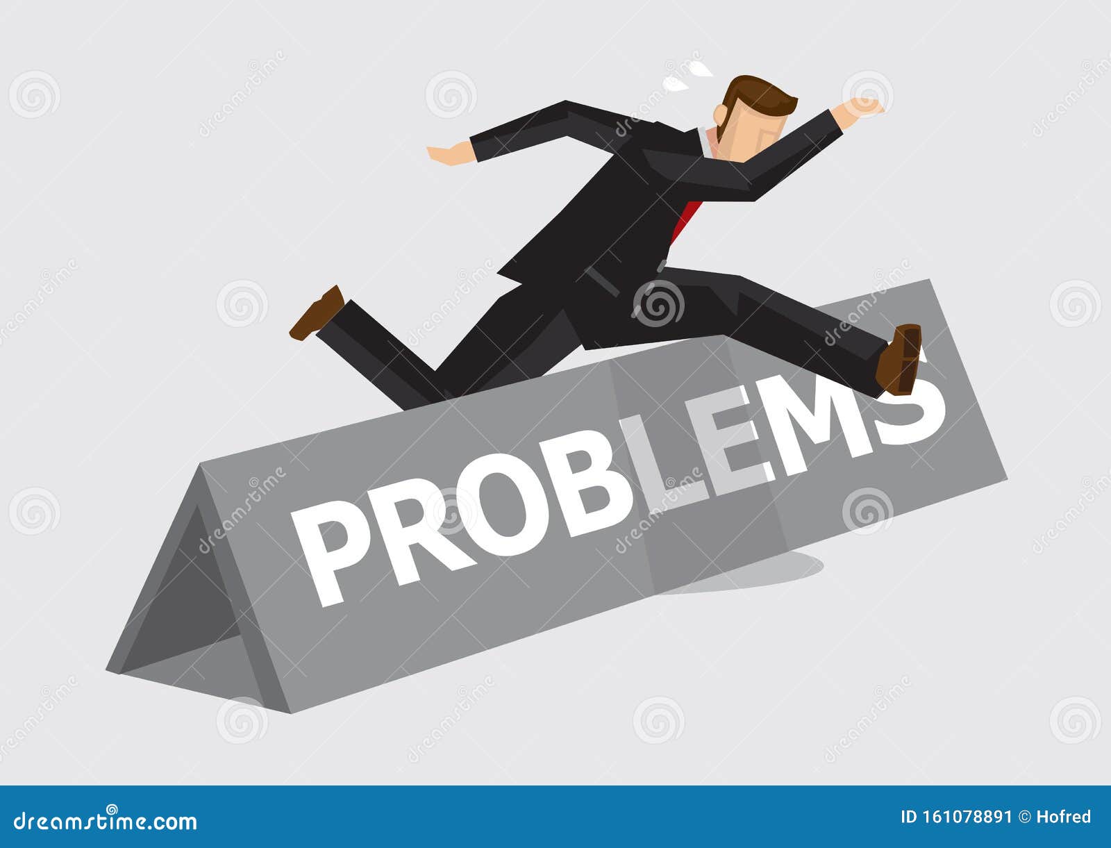 Businessman Overcoming Problem Obstacle Cartoon Vector Illustration ...