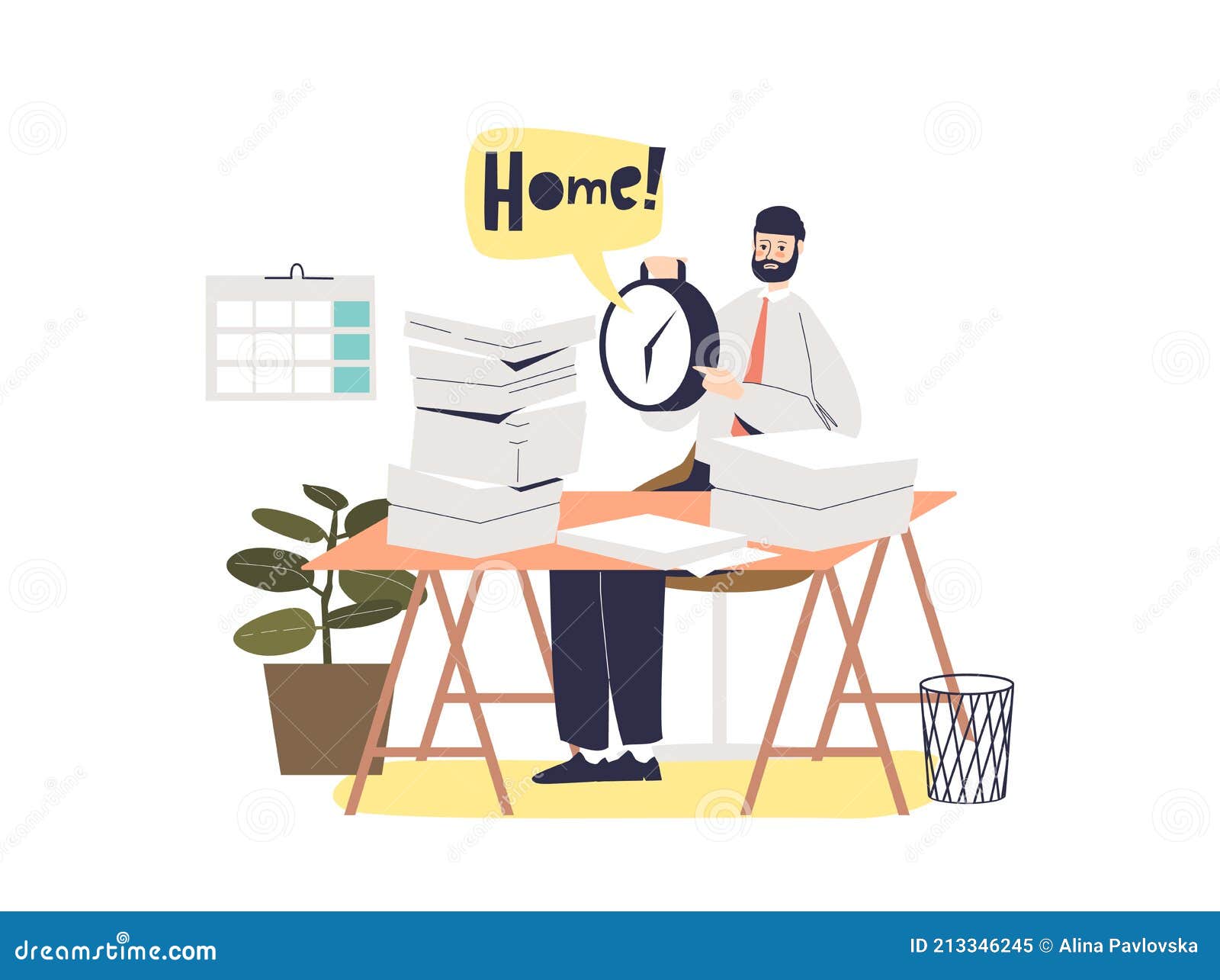 Businessman Overwhelmed with Paper Work at Workplace after End of ...