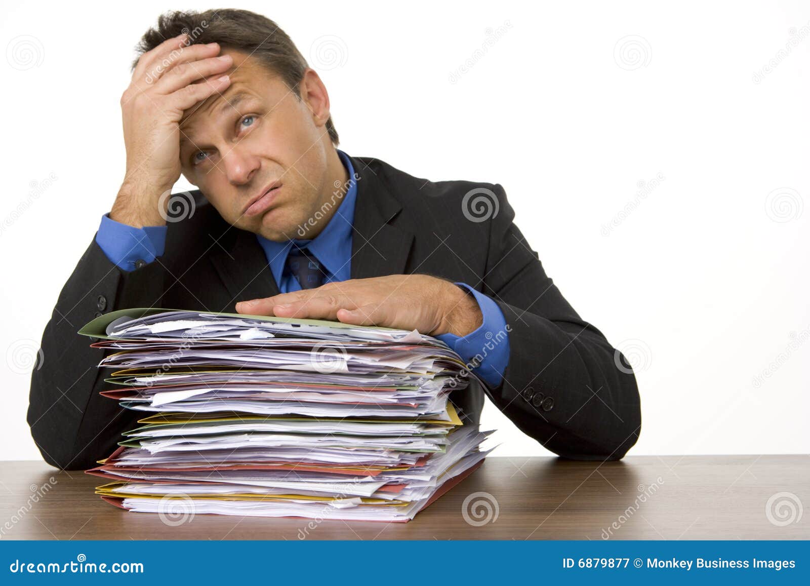 Businessman Overwhelmed by Paperwork Stock Image - Image of eyes ...