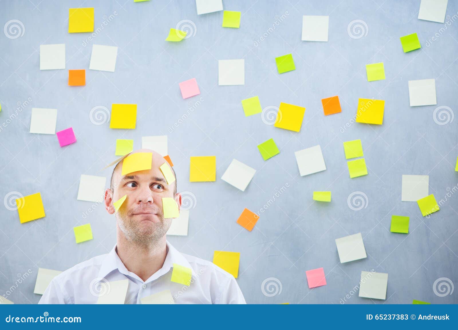 Businessman Overwhelmed with Sticky Notes Stock Image - Image of ...