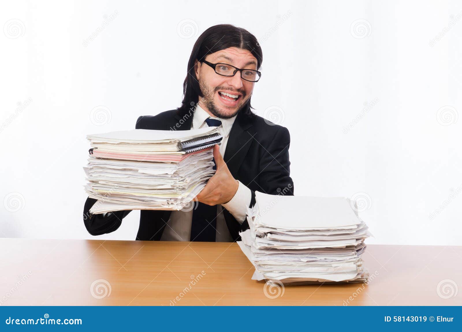 Businessman overwhelmed stock image. Image of desk, deadline - 58143019