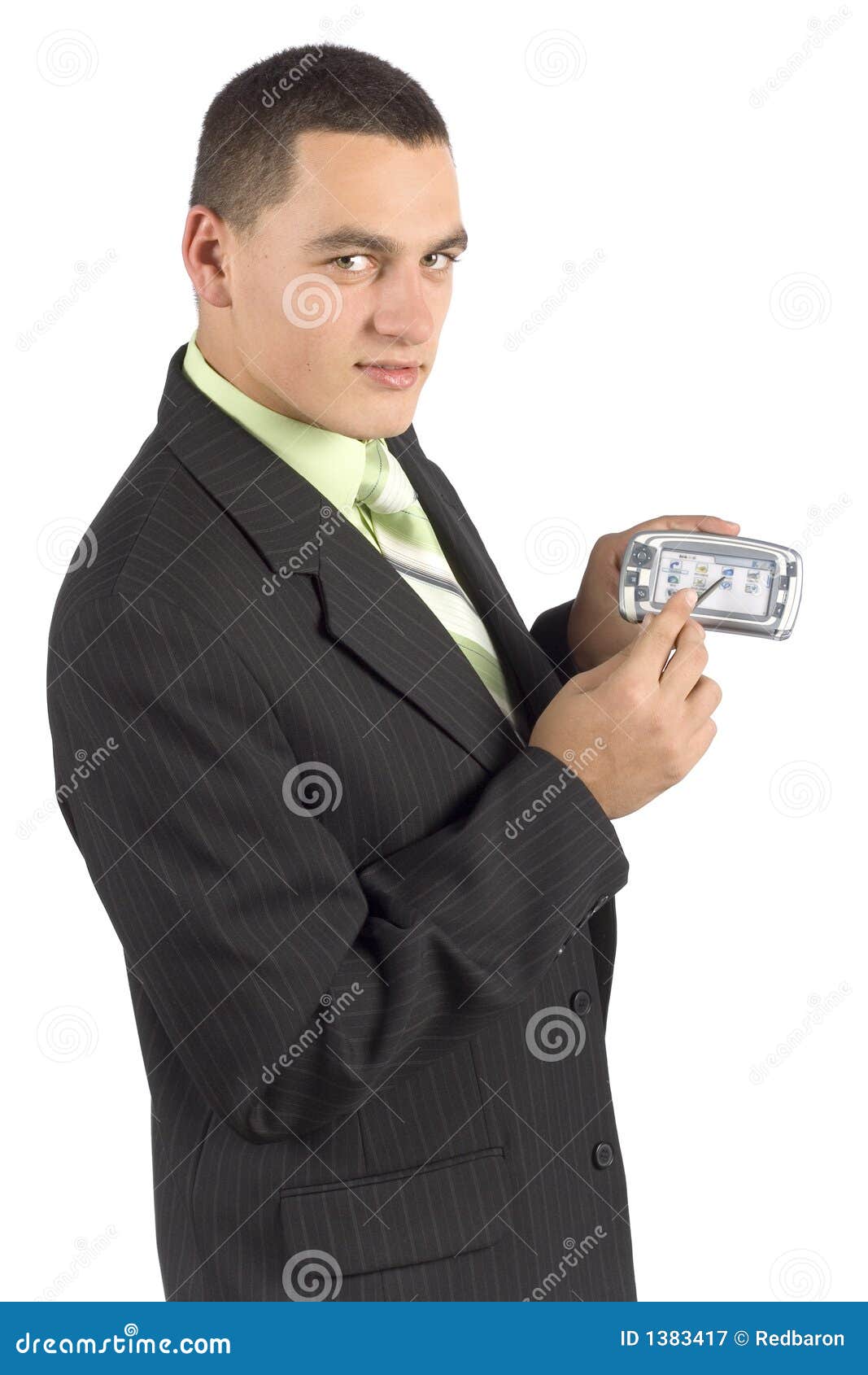 Businessman with Palmtop / Mobile - Showing Stock Image - Image of ...