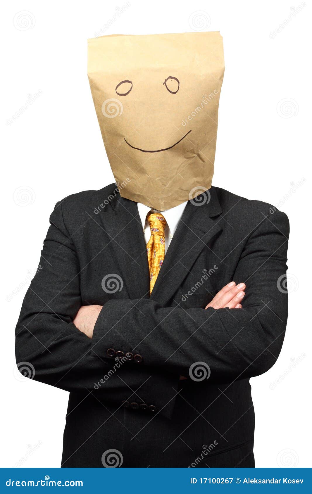 Businessman with a Paper-bag Stock Image - Image of embarrassment, suit ...