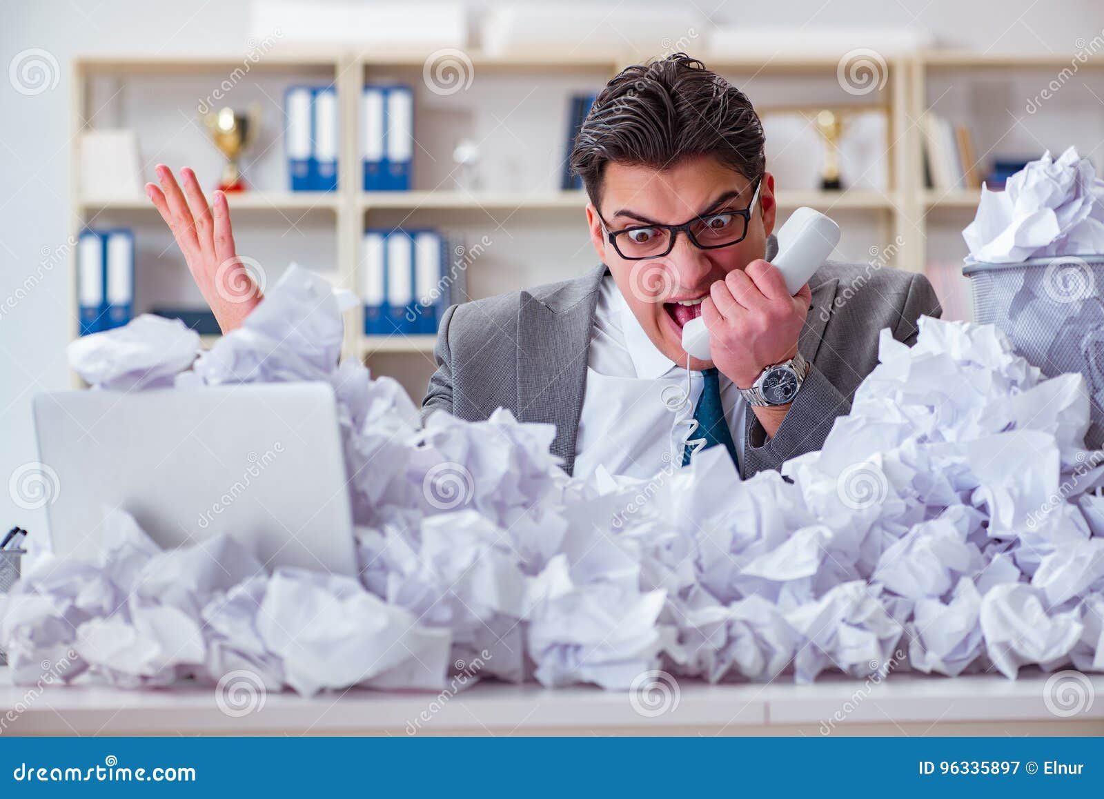 The Businessman in Paper Recycling Concept in Office Stock Image ...