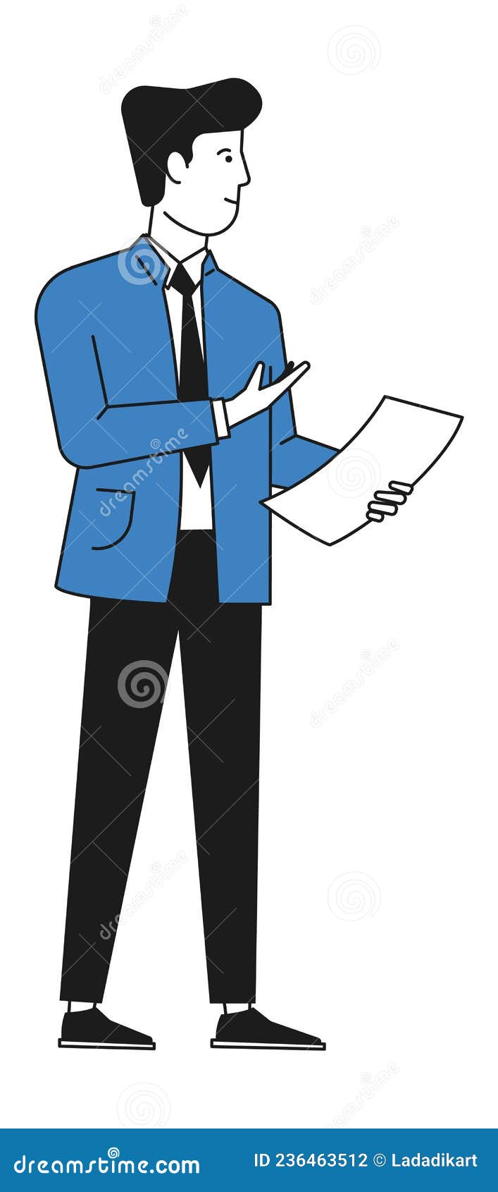 Businessman with Paper Sheet. Man Speaking from Notes Stock Vector ...