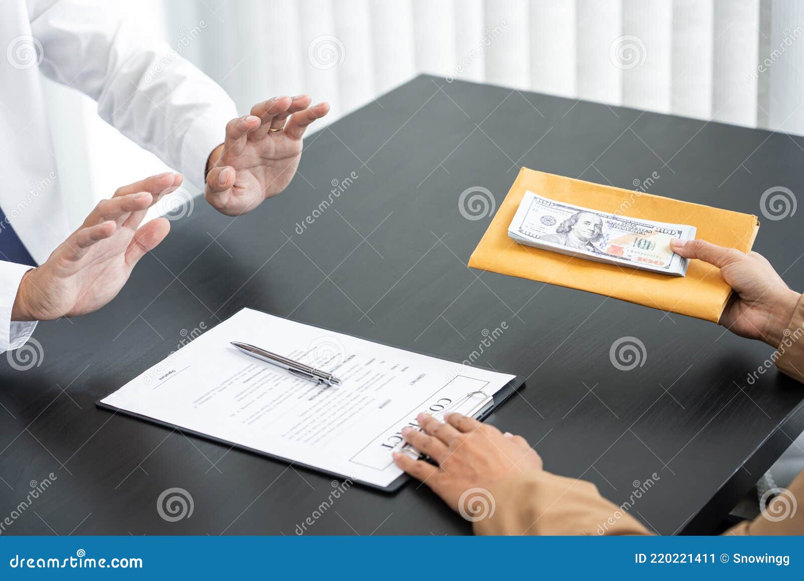 Businessman Partner Hand Gesture Rejecting Refusing Money ...