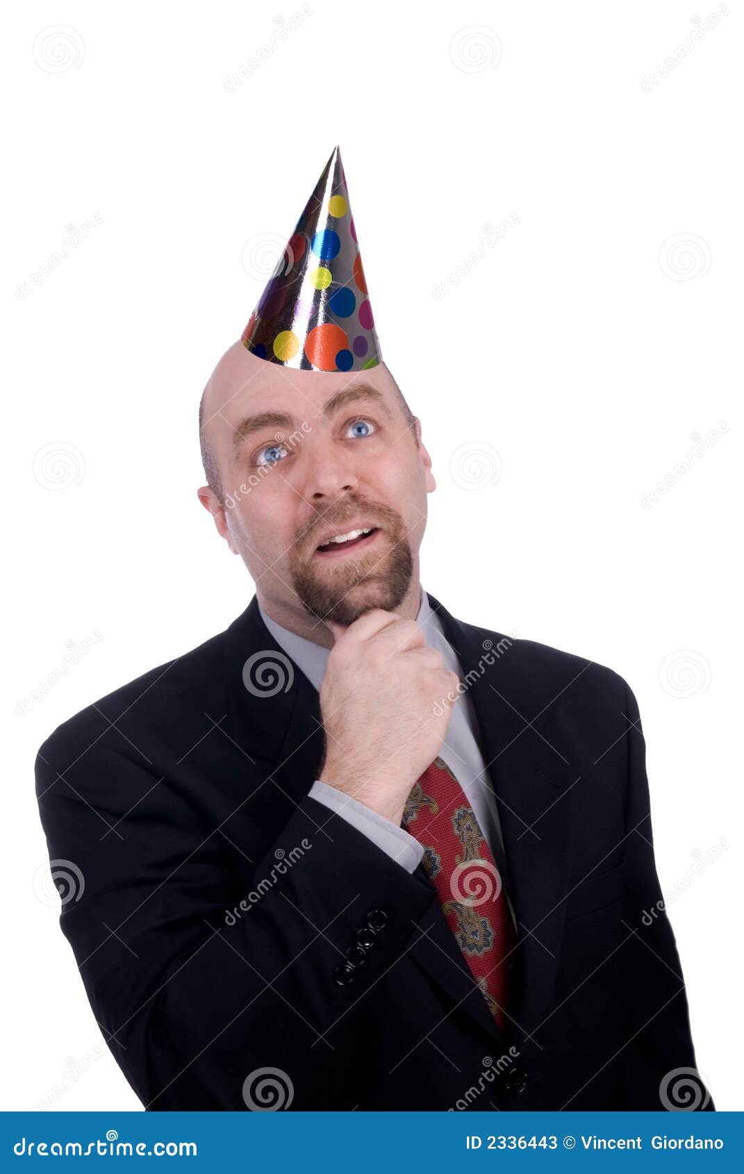 Businessman with party hat stock image. Image of thought - 2336443