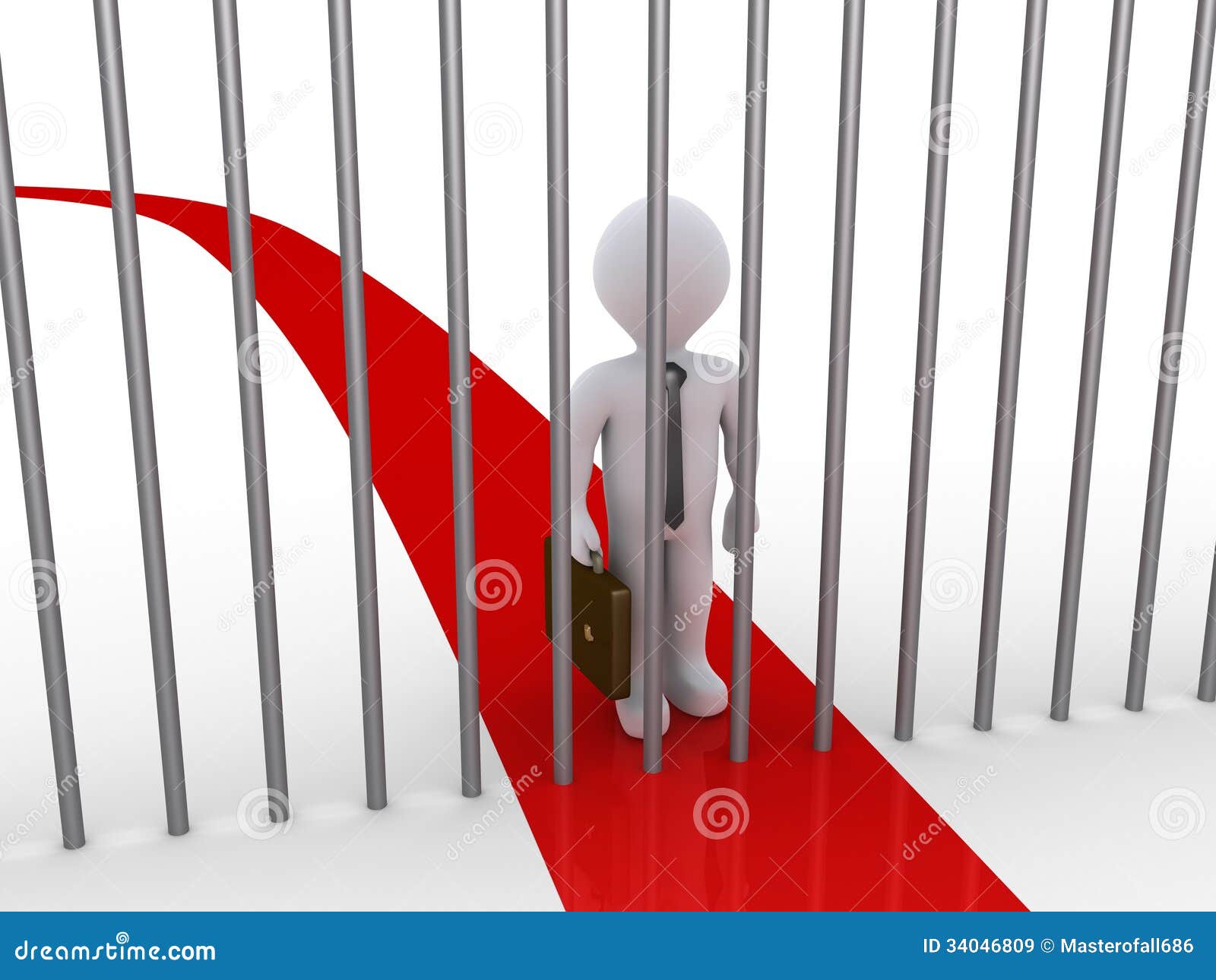 Businessman Path is Blocked by Metal Bars Stock Illustration ...
