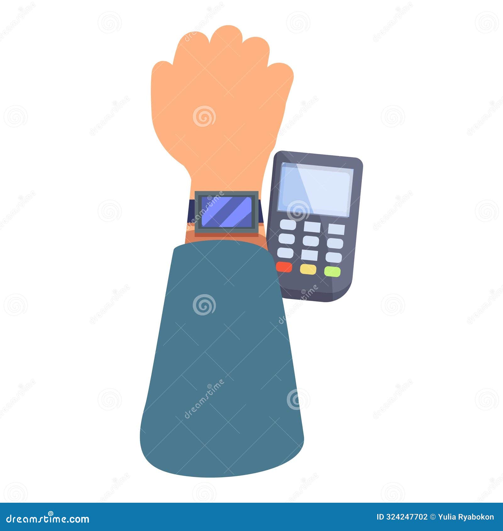 Paying With Smartwatch Isolated Cartoon Vector Illustrations ...