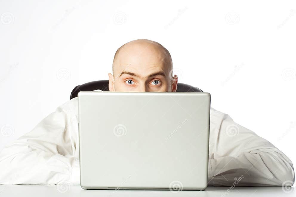 Businessman Peaking Over Top Stock Image - Image of curiosity, male ...