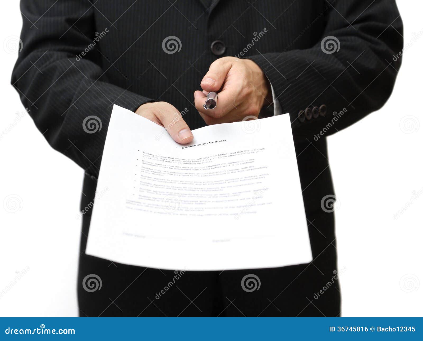 Businessman with Pen and Contract Stock Photo - Image of page ...