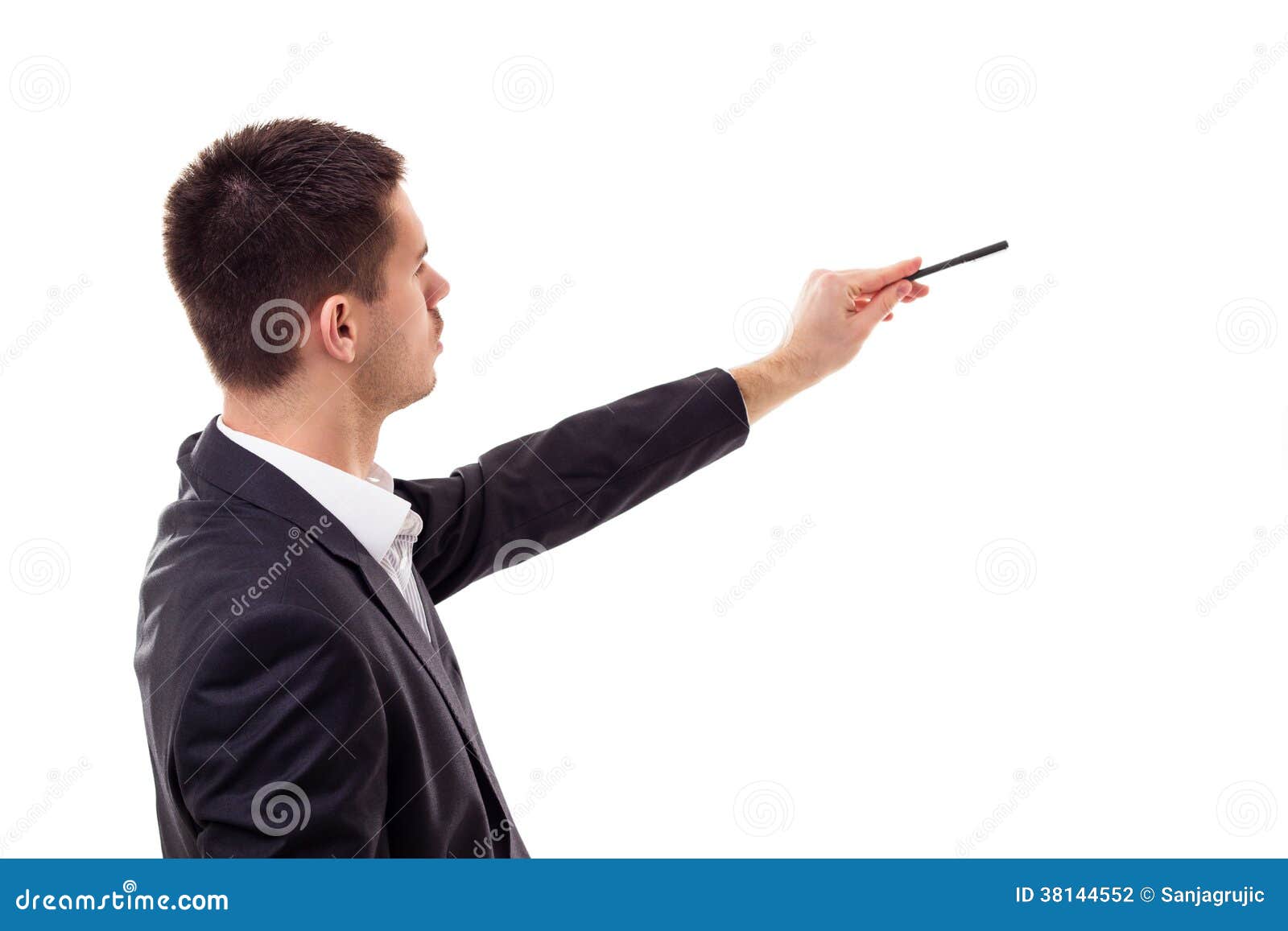 Businessman with pen stock photo. Image of male, isolated - 38144552