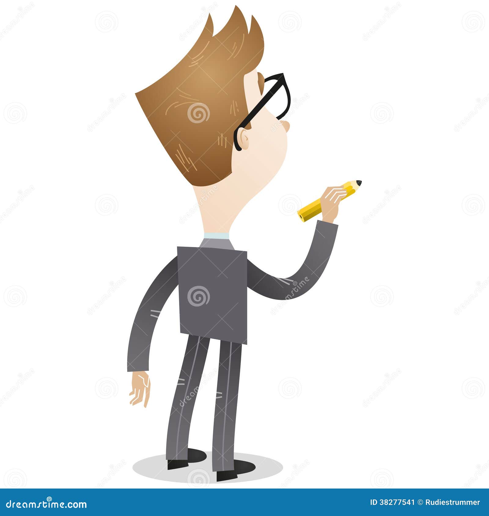 Businessman with Pencil (back View) Stock Vector - Illustration of ...
