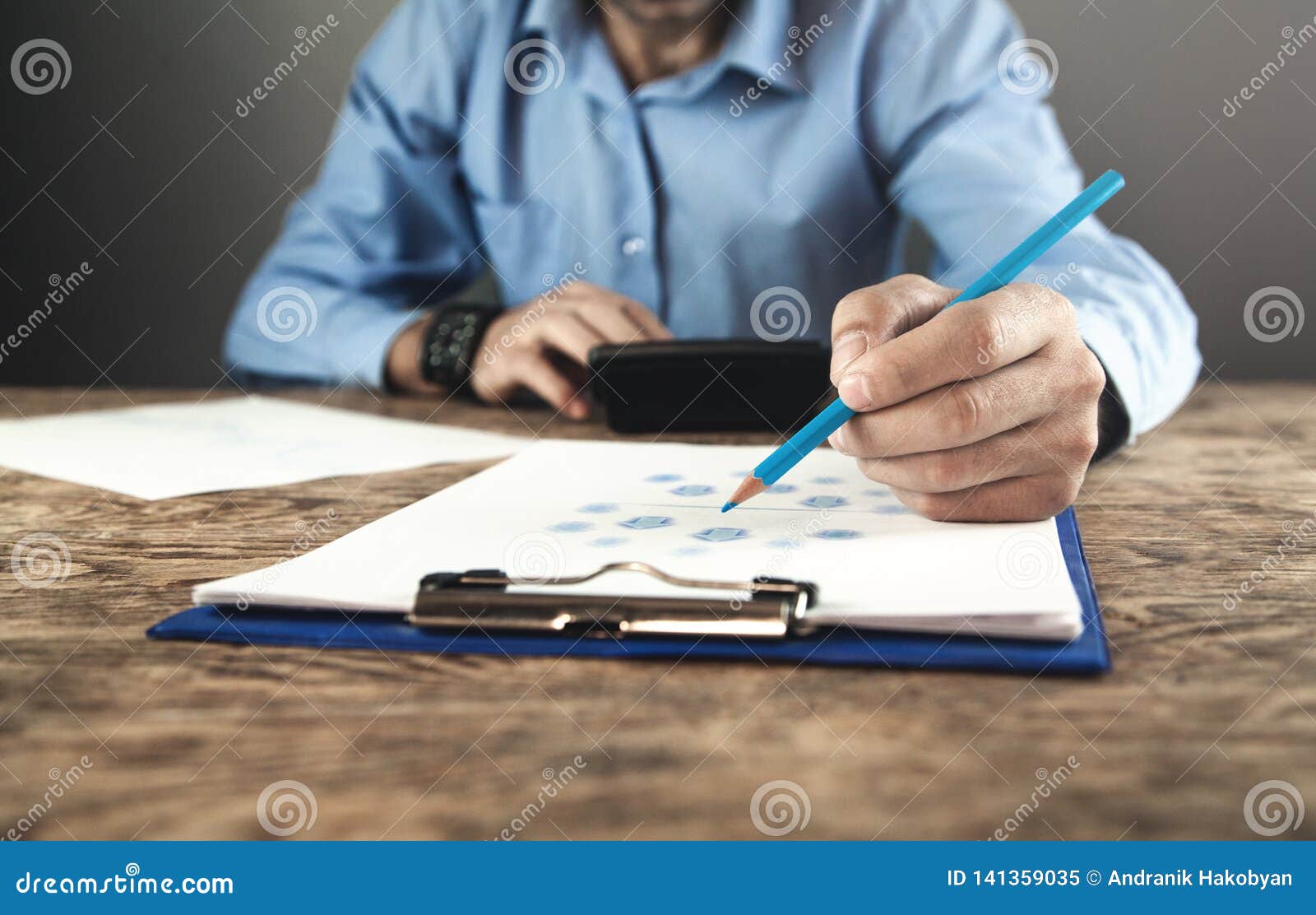 Businessman with Pencil Drawing Business Chart Stock Image - Image of ...