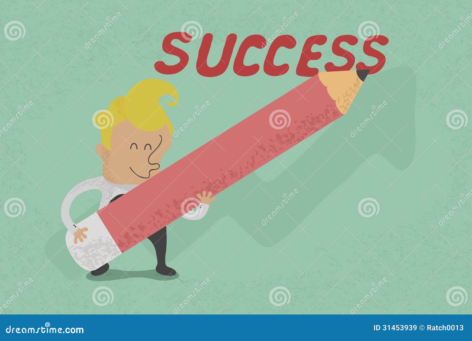 Businessman with Pencil Writing Success Stock Vector - Illustration of ...