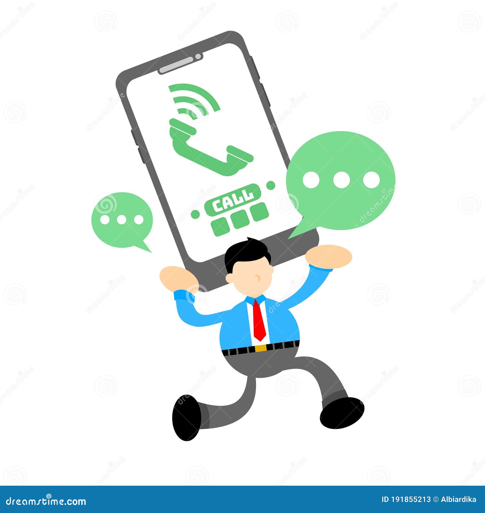 Businessman and Phone Call Flat Design Stock Vector - Illustration of ...